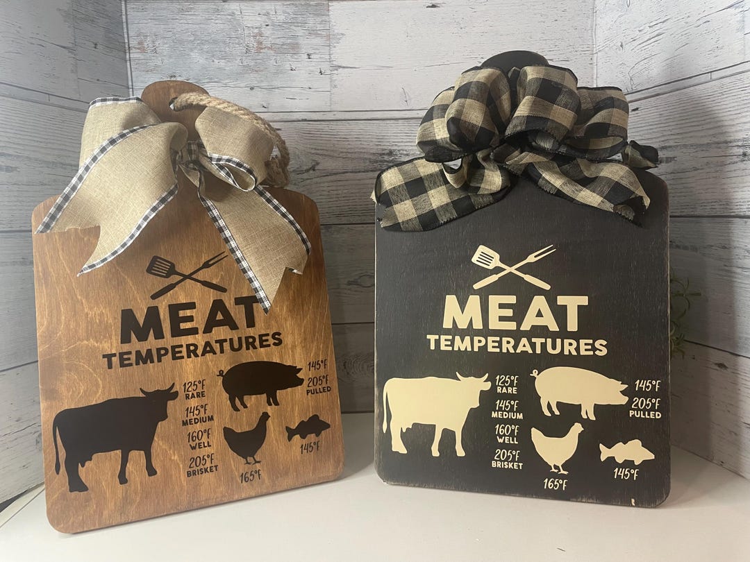 Meat Temperatures Decorative Cutting Board, Hanging Kitchen Board, Cook ...