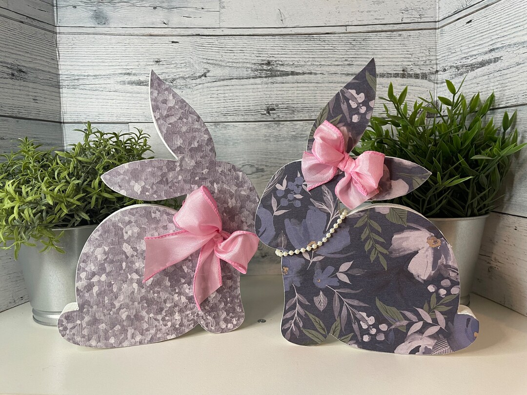 Pair of Decorative Bunnies, Bunny Duo for Easter, Whimsical Bunny Set ...