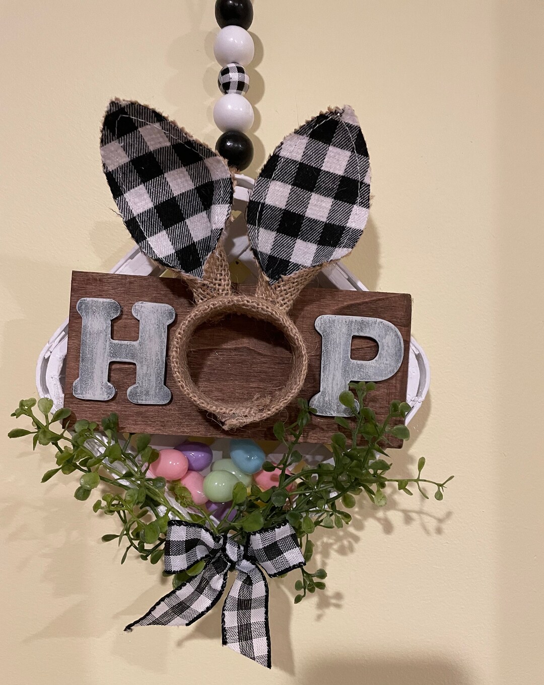 Easter Wall Decor, Easter HOP Sign, Easter Bunny Ears Wall or Door ...