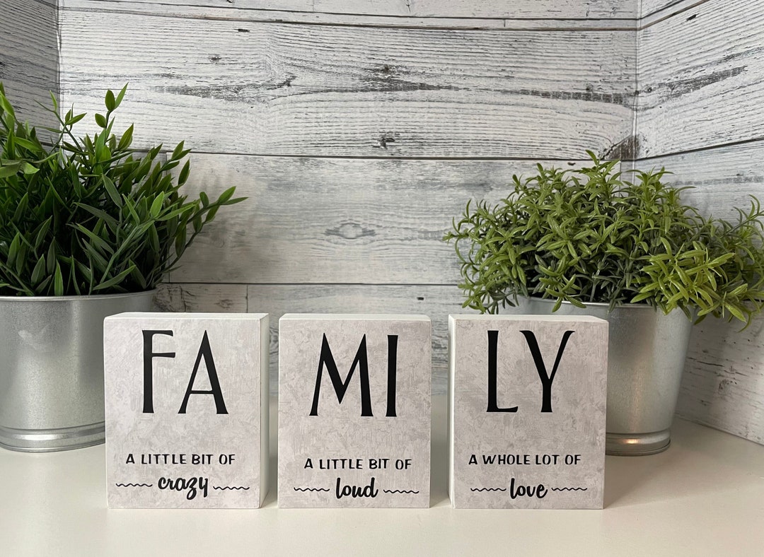 FAMILY Trio Block Set, Wood Set, Mantle Decor, Shelf Sitter, Tier Tray ...
