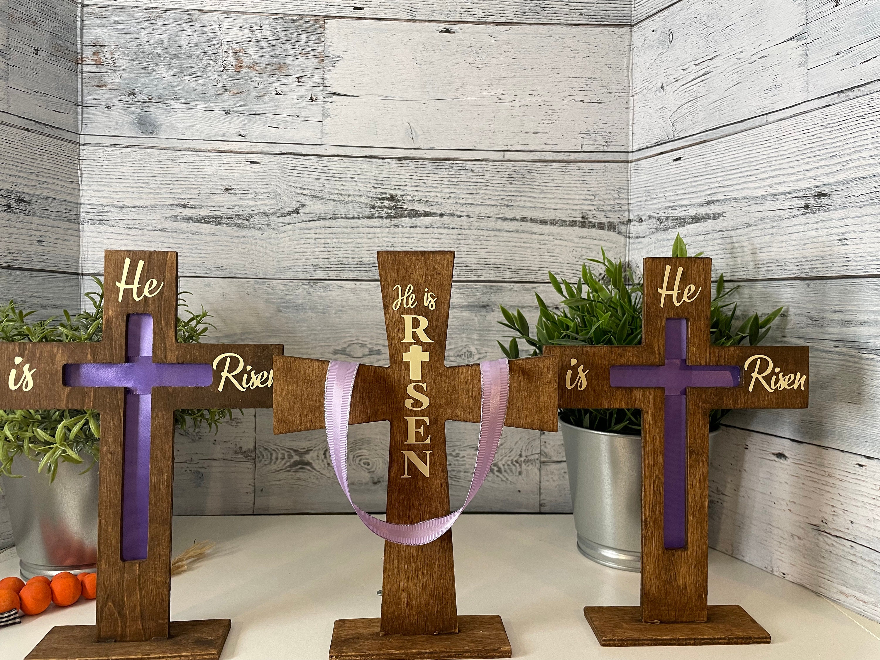 Easter Cross Wood Standing Cross for Easter He is Risen - Etsy