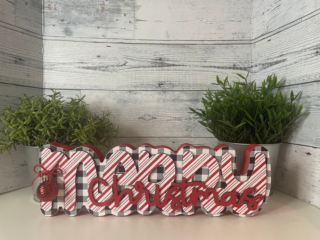 Merry Christmas Standing Sign Layered Merry Christmas Cutout - Etsy