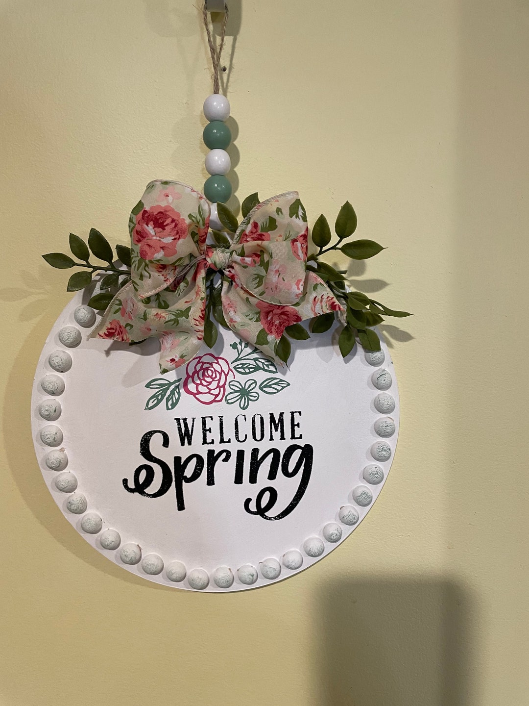 Welcome Spring Small Wood Round, Wall or Door Hanger for Spring ...