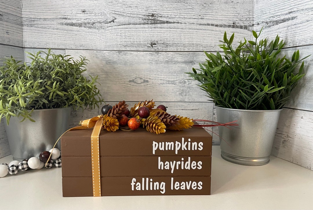 Fall Book Stacks, Wood Blocks Stacked as Books, Autumn Decor - Etsy