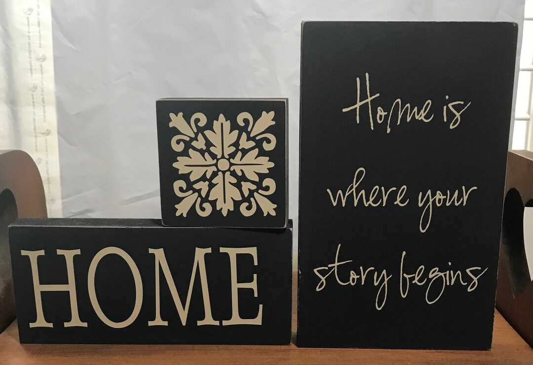 HOME Wood Sign Grouping, Wood Shelf Sitter, HOME 3 Pc. Grouping, Home ...