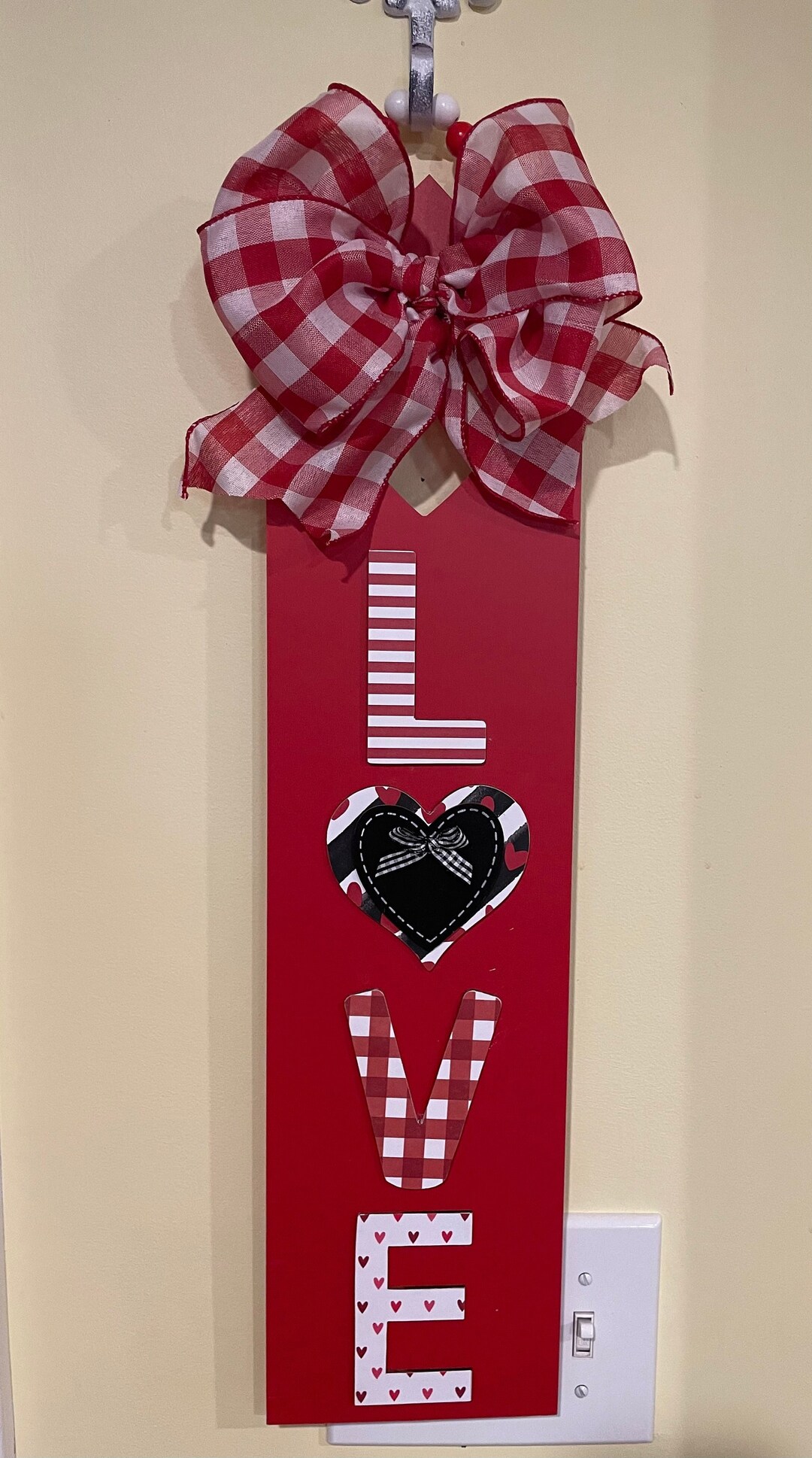 Valentine LOVE Wall Hanger, Door or Wall Hanger, LOVE Vertical Hanging ...