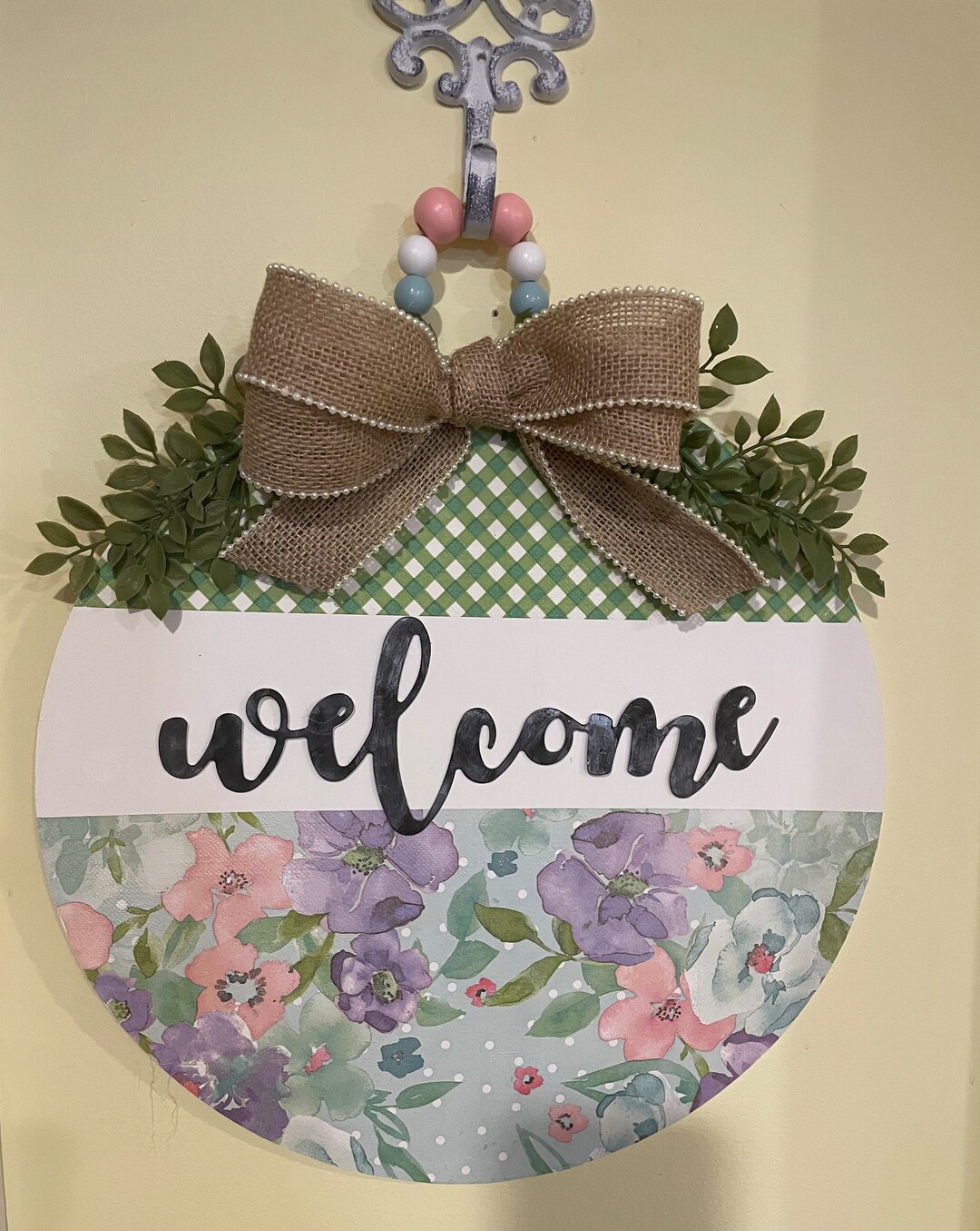 Summer Flowers Welcome Wood Round, Door or Wall Hanger, Welcome Wood ...