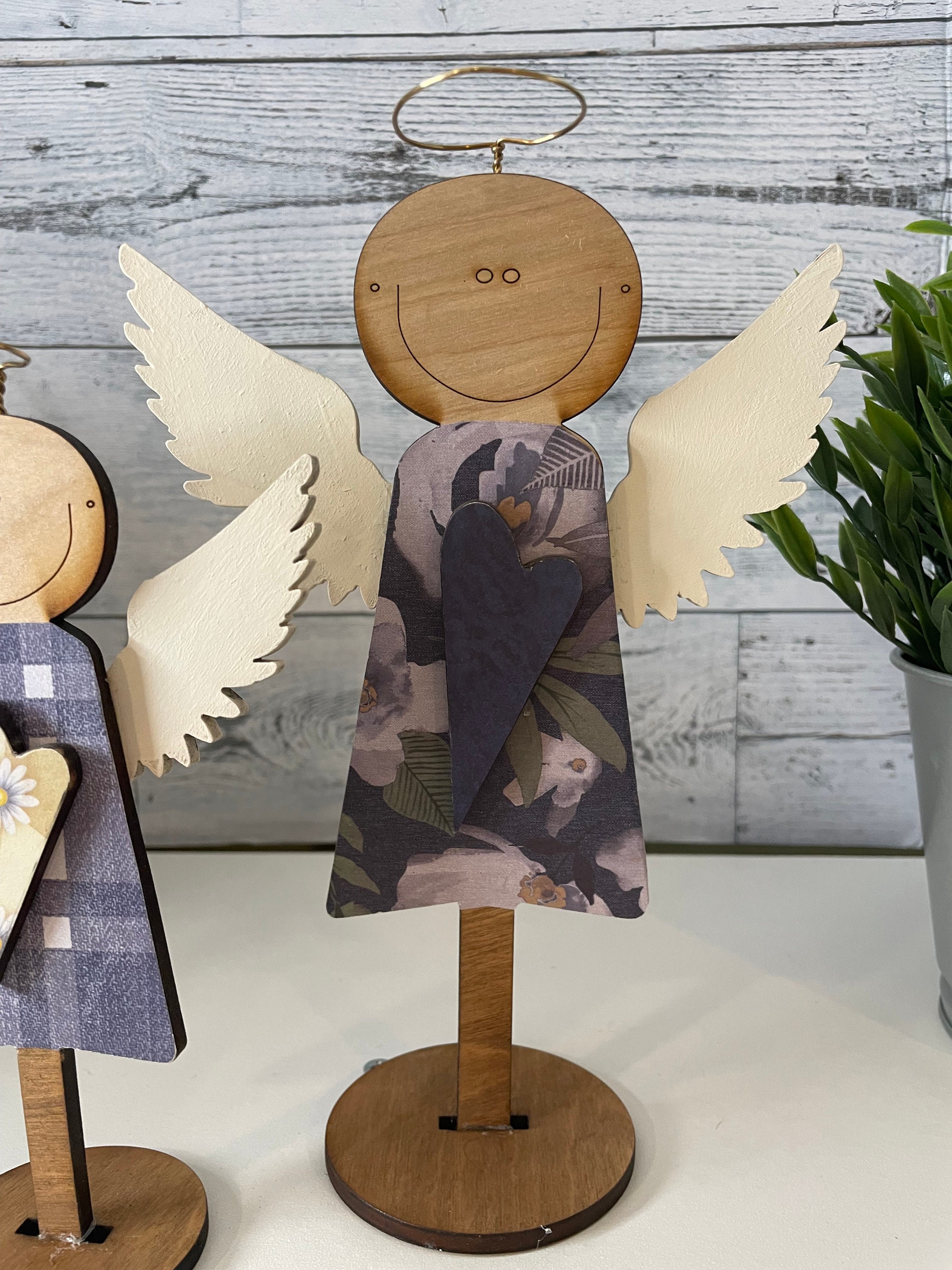 Standing Angels, Guardian Angels Pair, Freestanding Wood Angels, Rustic ...