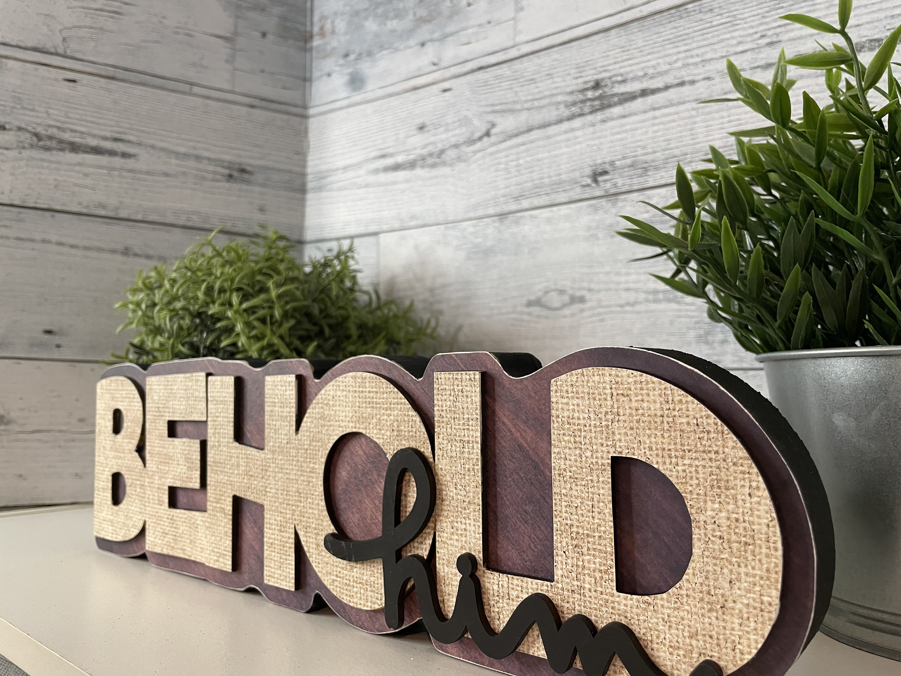 Behold Him Standing Sign, Layered Behold Him Cutout, Wood Freestanding ...
