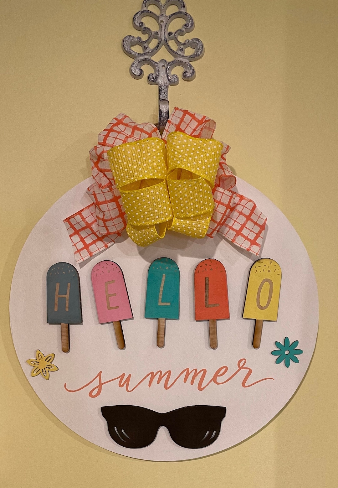 Hello Summer Wood Round Hanger, Summer Porch Sign, Door Hanger - Etsy
