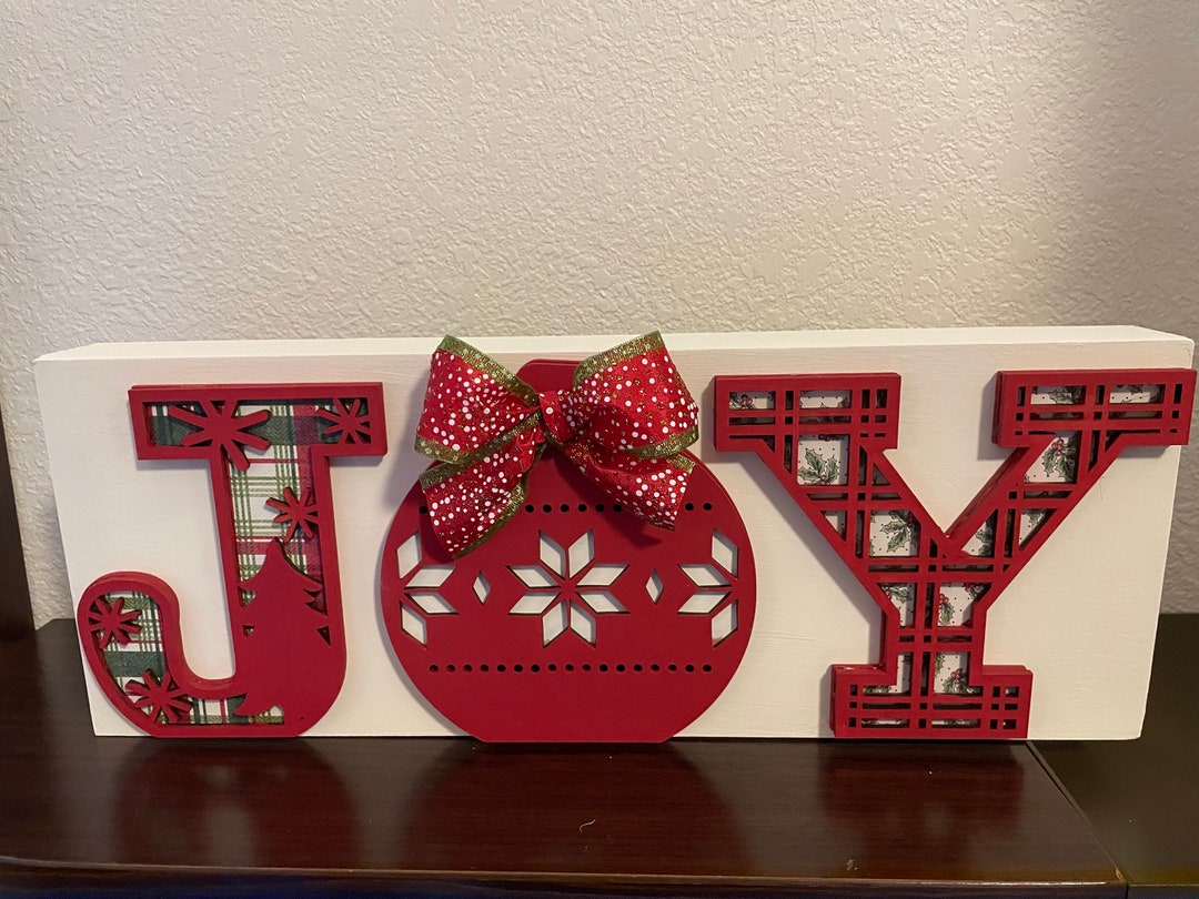 JOY Hanging or Standing Sign, Christmas JOY Sign, Elegant Holiday Shelf ...