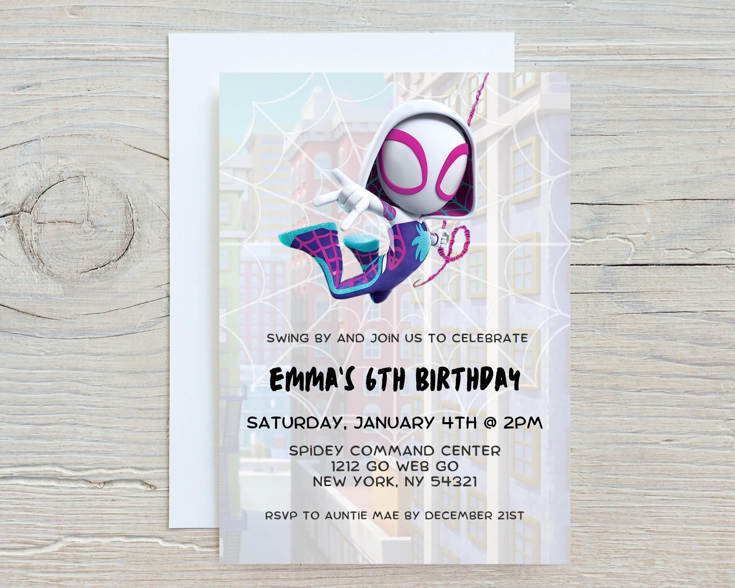 Ghost Spider Birthday Invitation: Spidey and Friends Party (digital) - Etsy