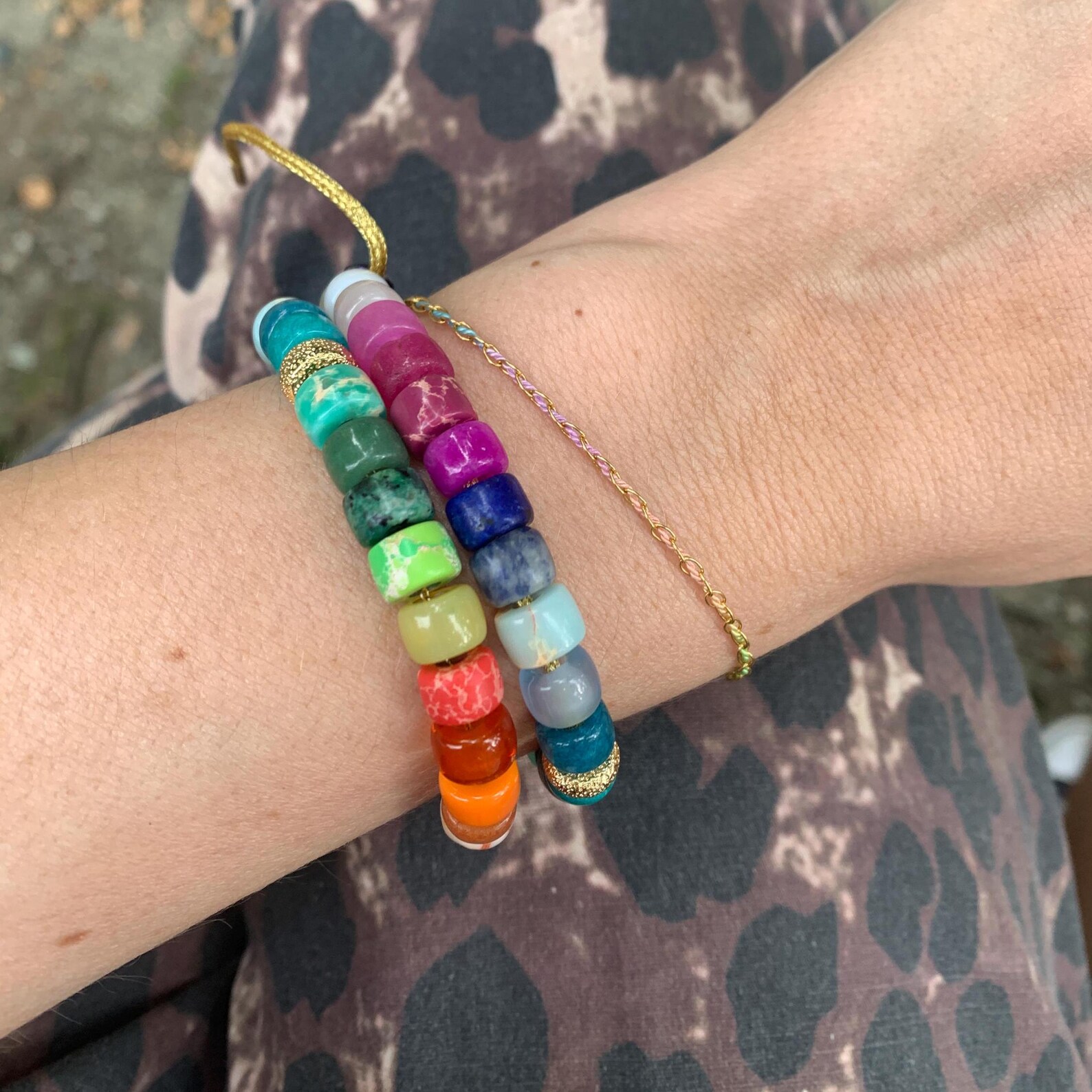 Multi Coloured Forte Bead Gemstone Pony Bracelet, Quality Gemstone ...