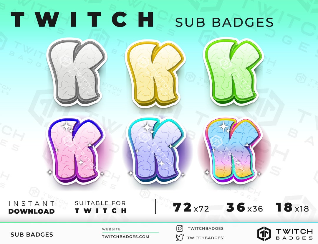 Twitch Sub Badges Letter M Cheer Badges Subscriber Badge Bit Badges ...