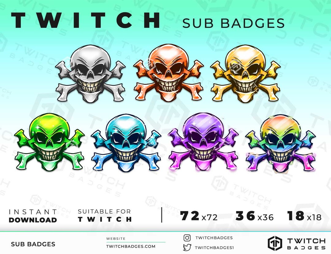 Twitch Sub Badges Skull Cheer Badges Subscriber Badge Bit - Etsy