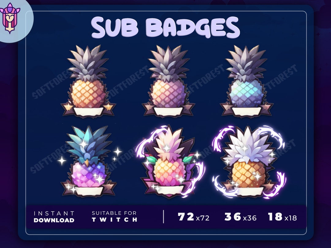 Twitch Sub Badges Pineapple Cheer Badges Subscriber Badge Bit Badges ...