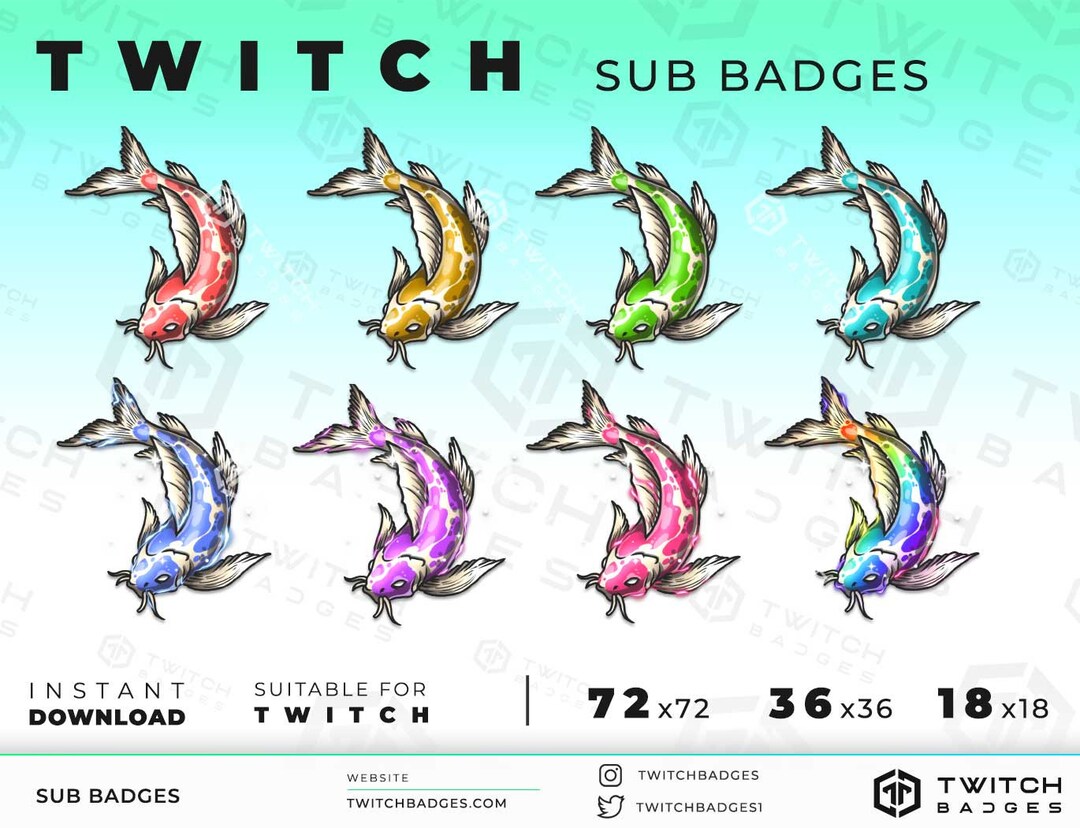 Twitch Sub Badges Koi Fish Cheer Badges Subscriber Badge Bit Badges ...