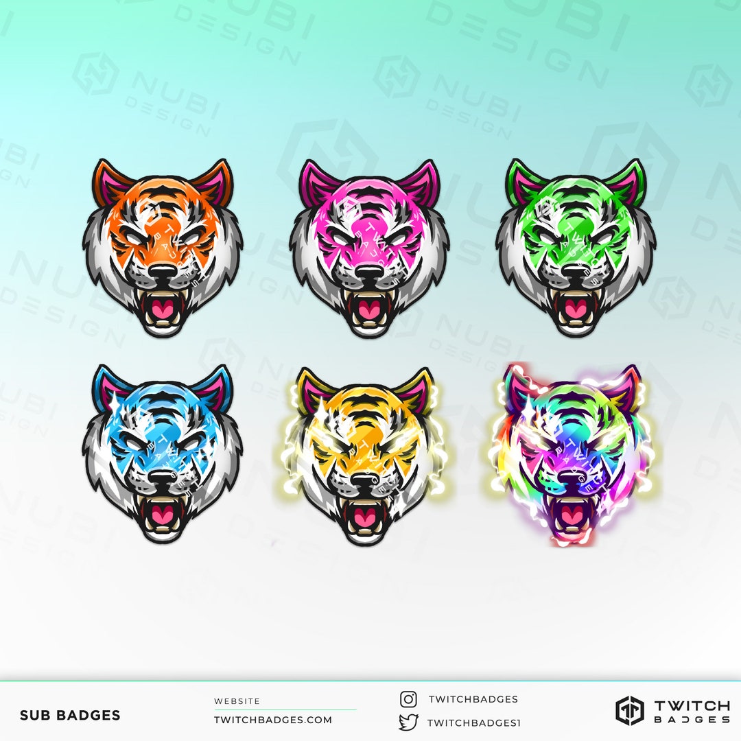 Twitch Sub Badges Tiger Cheer Badges Subscriber Badge Bit Badges Twitch ...