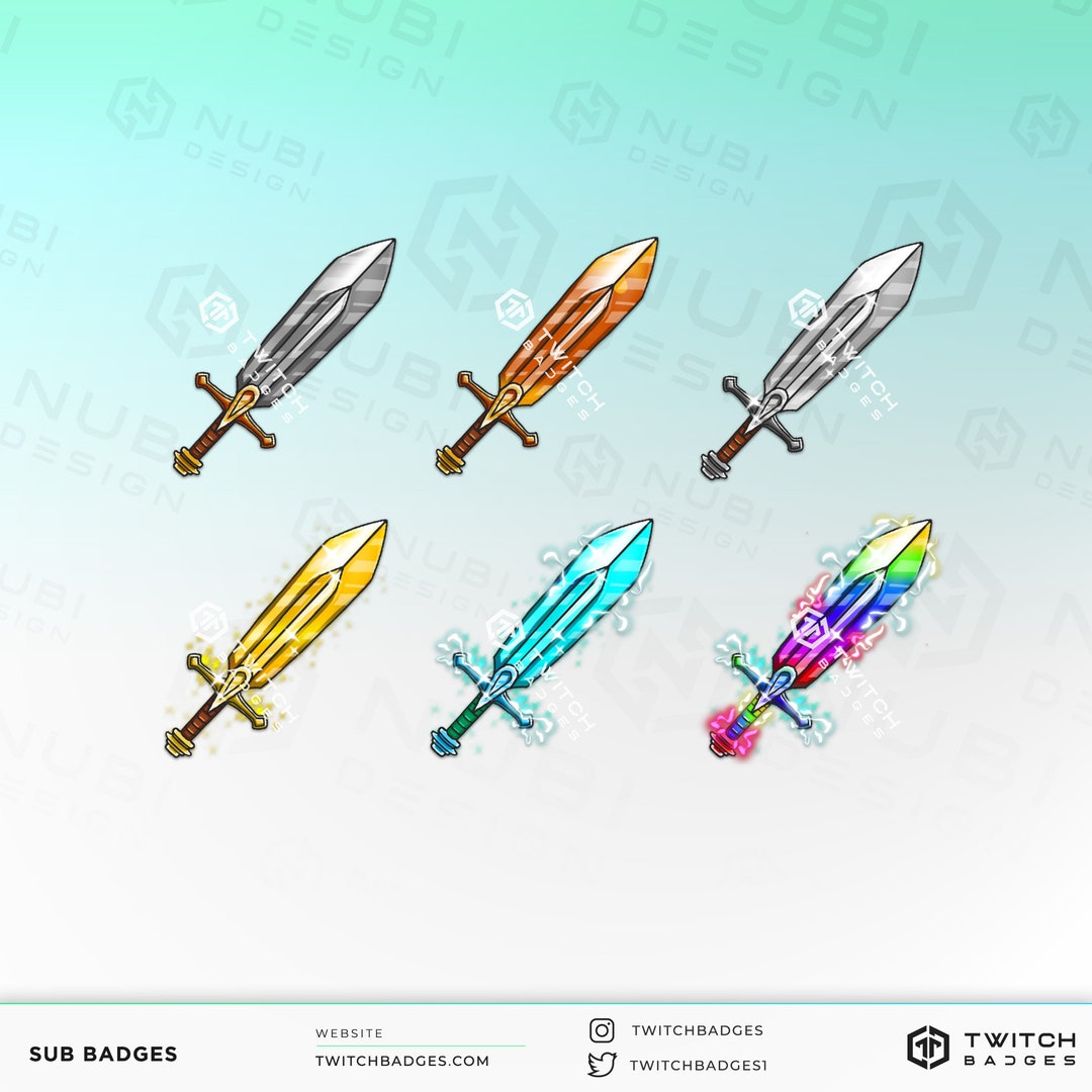 Twitch Sub Badges Swords Cheer Badges Subscriber Badge Bit - Etsy