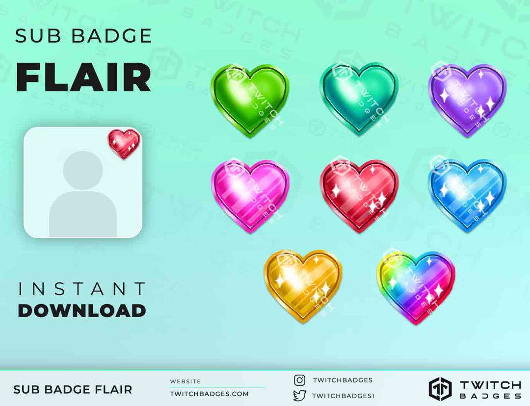 Twitch Sub Badges Twitch Sub Badge Flairhearts Flair Collectionsub Badge Flair Etsy