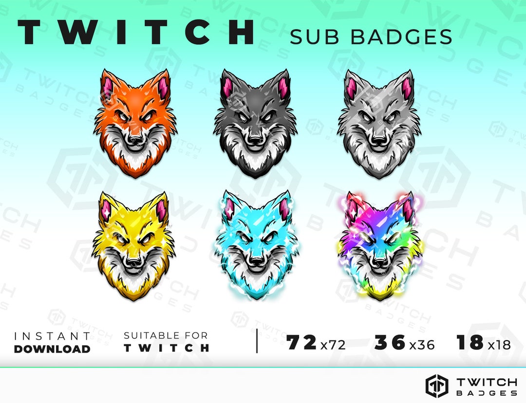Twitch Sub Badges Fox Cheer Badges Subscriber Badge Bit Badges Twitch Loyalty Badges - Etsy