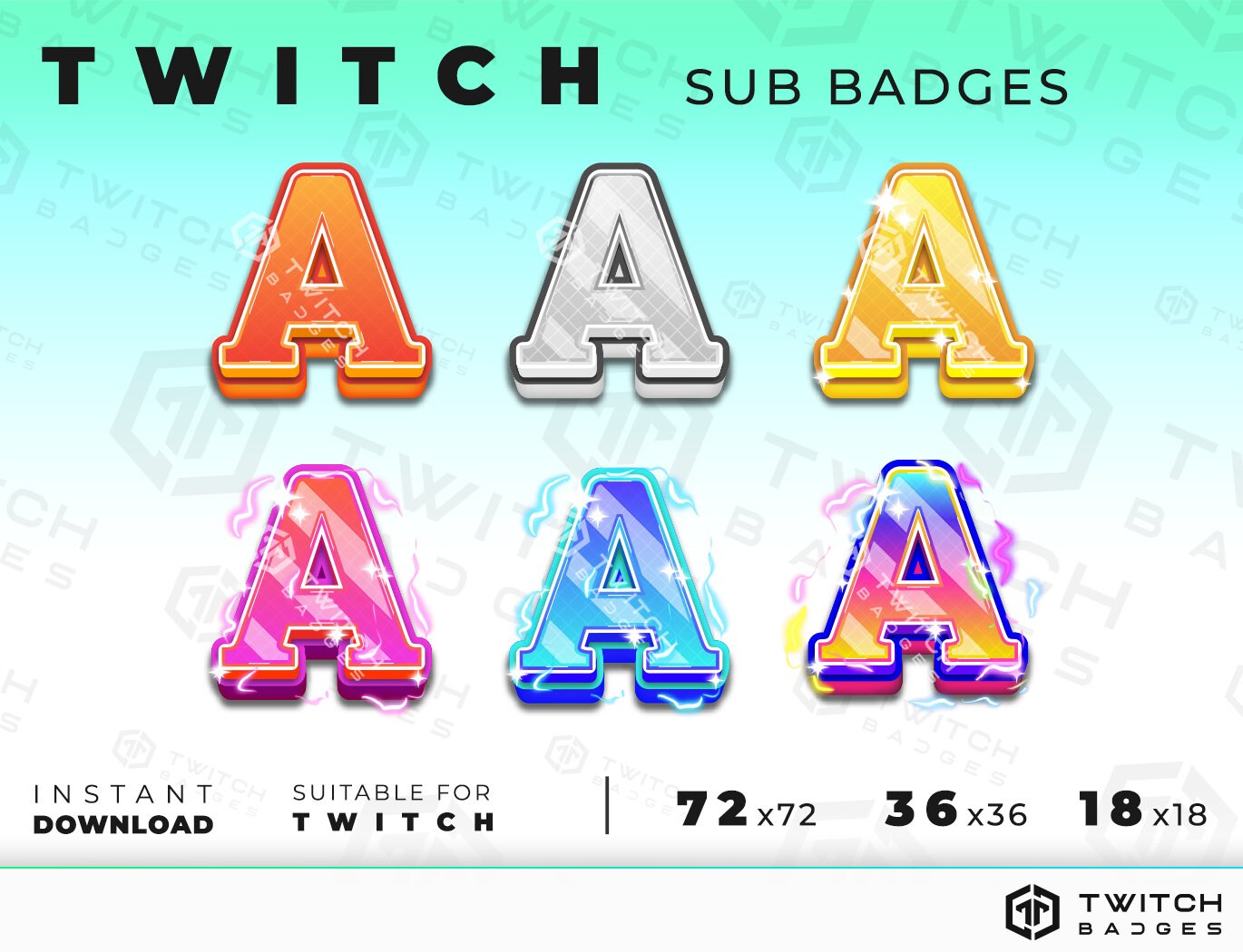 Subinsignias de Twitch Letra A Insignias de alegría Insignia de ...