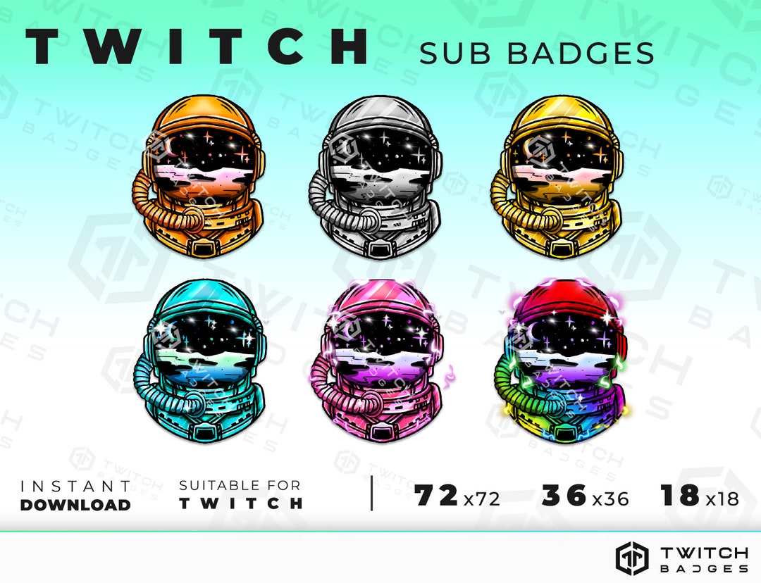 Twitch Sub Badges Astronaut Cheer Badges Subscriber Badge Bit Badges ...