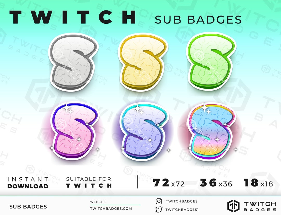 Twitch Sub Badges Letter S Cheer Badges Subscriber Badge Bit - Etsy ...