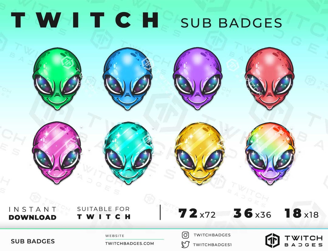 Twitch Sub Badges Alien Cheer Badges Subscriber Badge Bit Badges Twitch ...