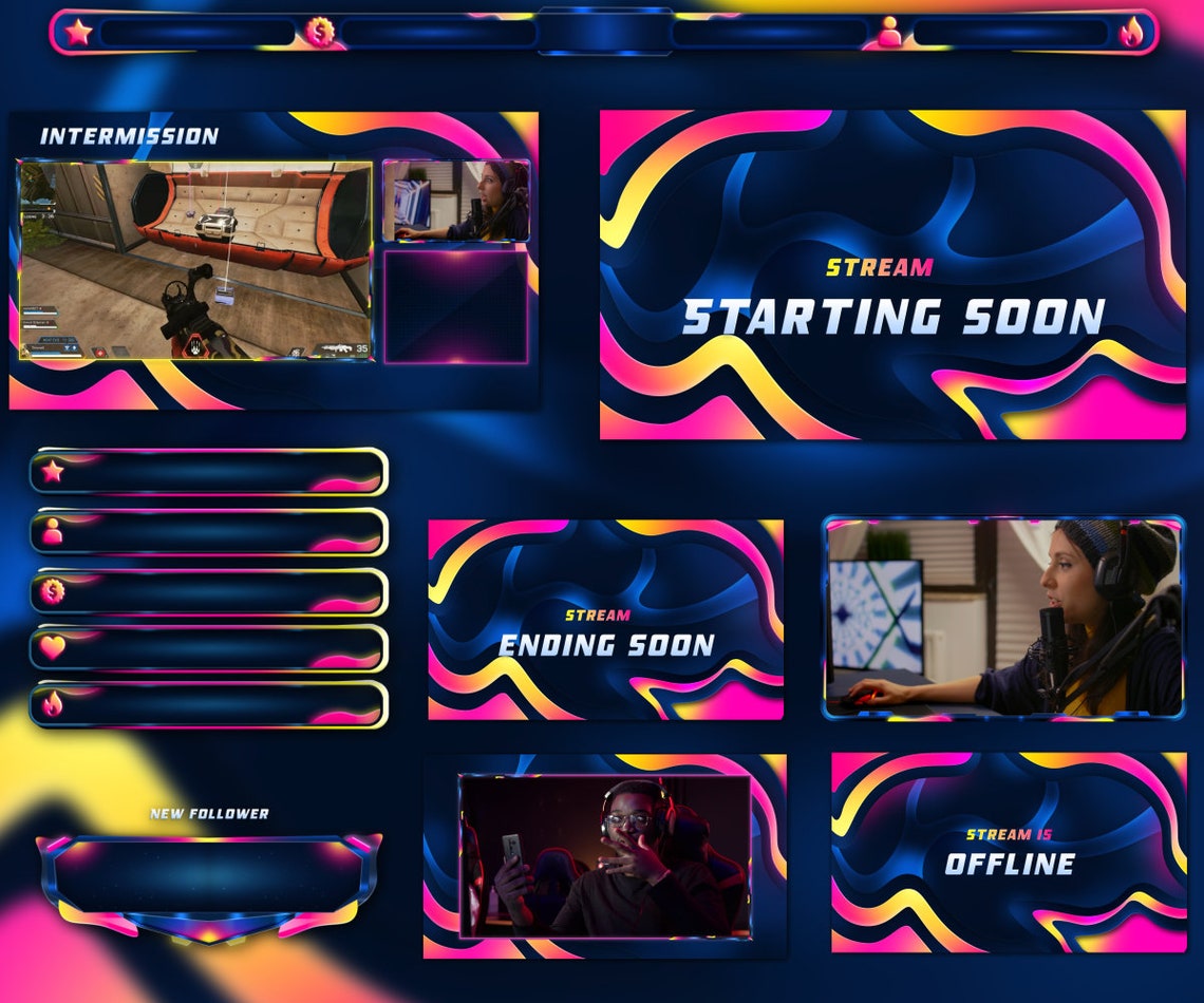 Fresh Twitch Animated Overlays Youtube Gaming Facebook Gaming - Etsy