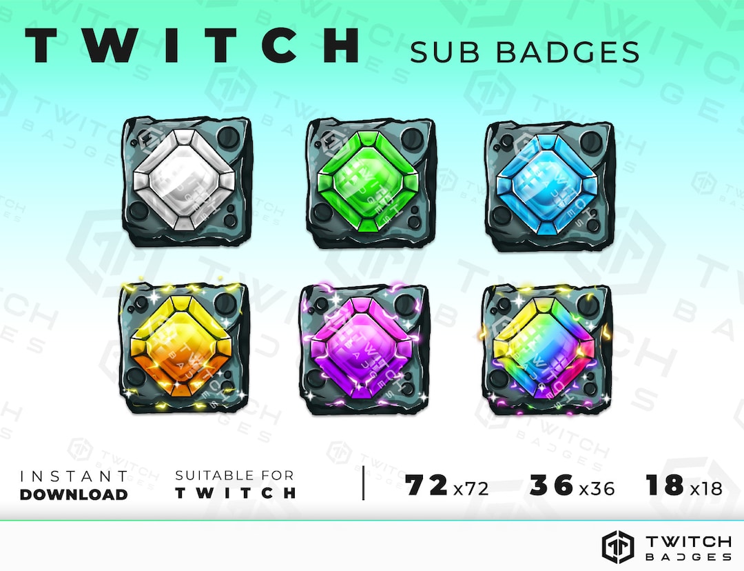 Twitch Sub Badges Diamond in a Rock Cheer Badges Subscriber - Etsy
