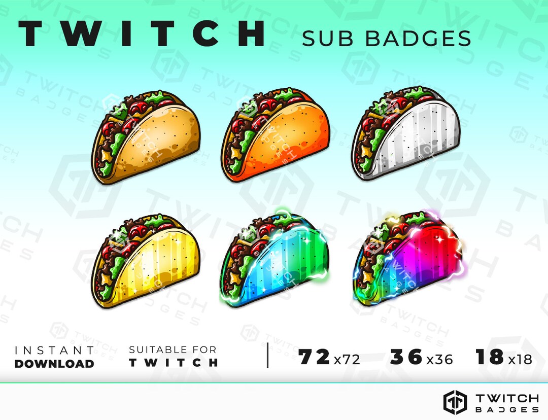 Twitch Sub Badges Taco Cheer Badges Subscriber Badge Bit - Etsy