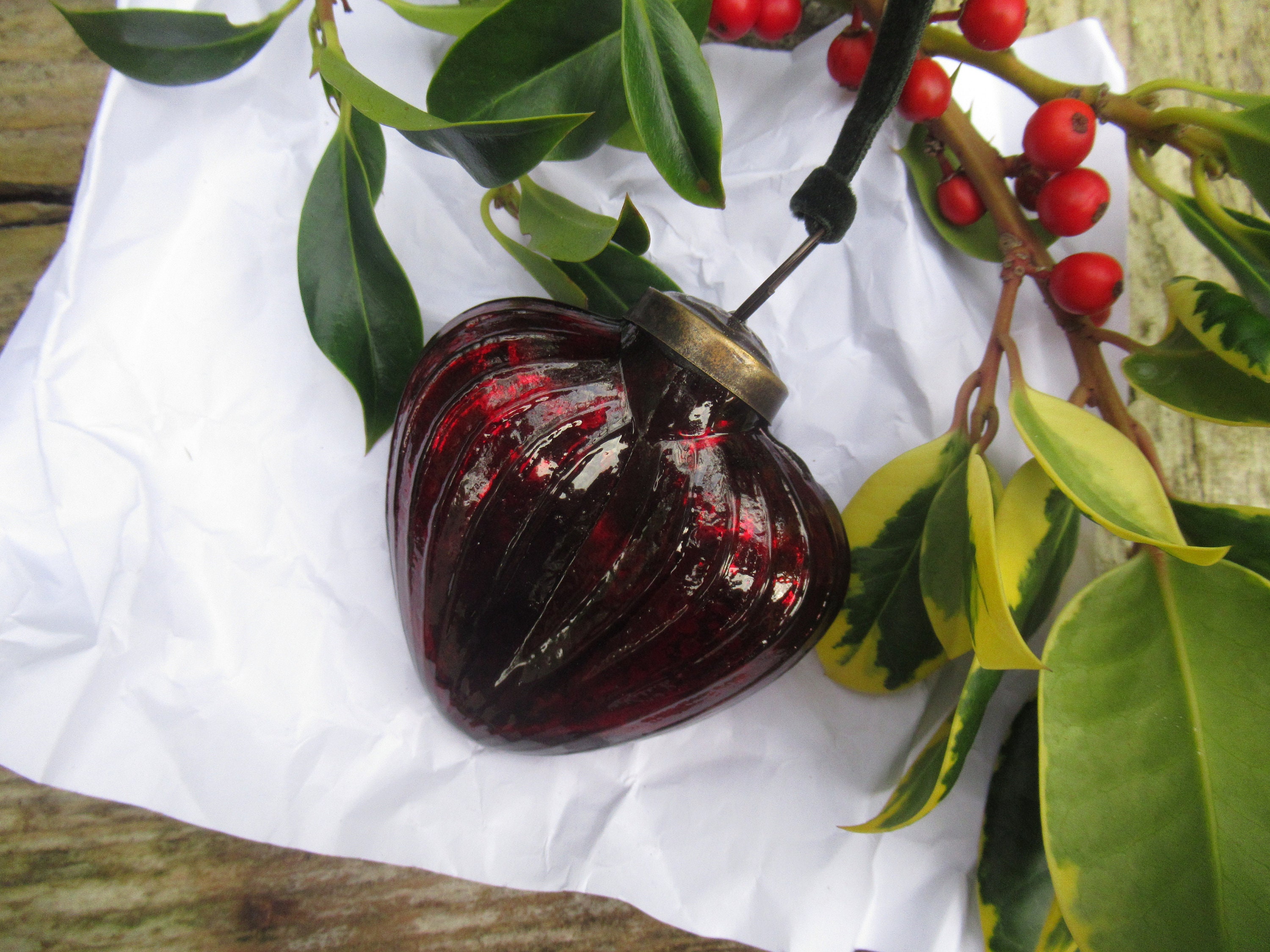 Ruby Red Glass Heart Shaped Bauble-valentine Decoration-red - Etsy UK