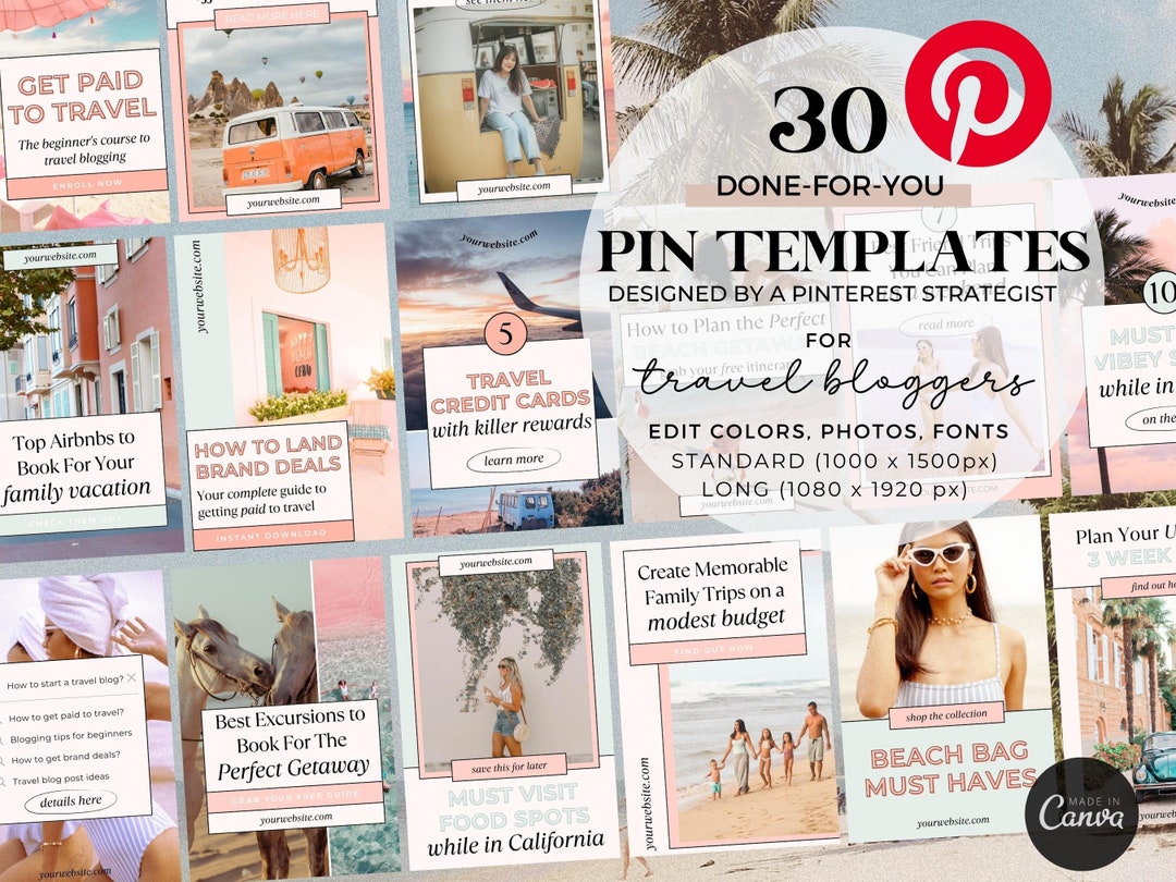Travel Blog Graphics for Pinterest Marketing Templates for Bloggers ...