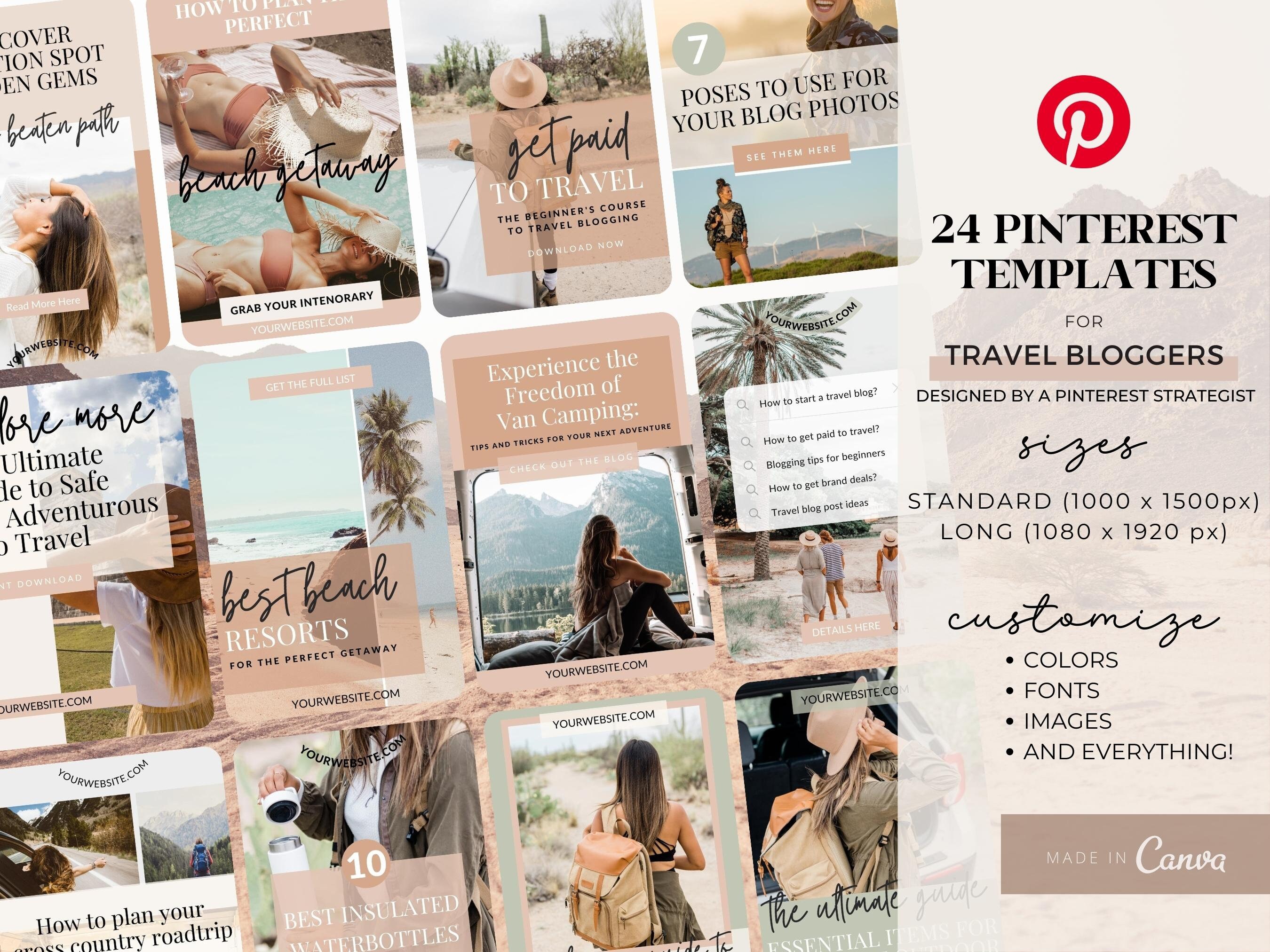 Pinterest Templates for Travel Blogger Pinterest Graphics Canva ...