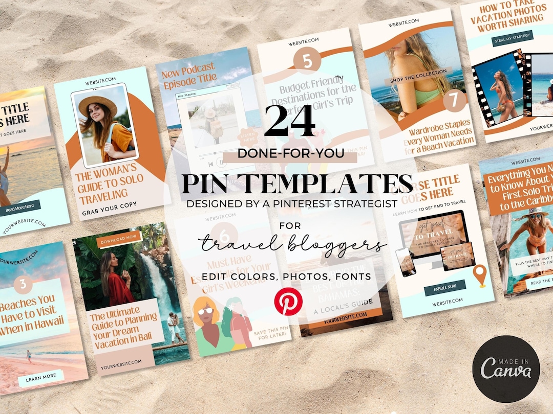 Pinterest Templates for Travel Blogger Pinterest Graphics Canva ...