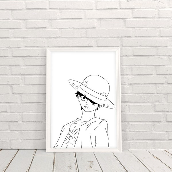 One Piece Anime Art Luffy - Etsy