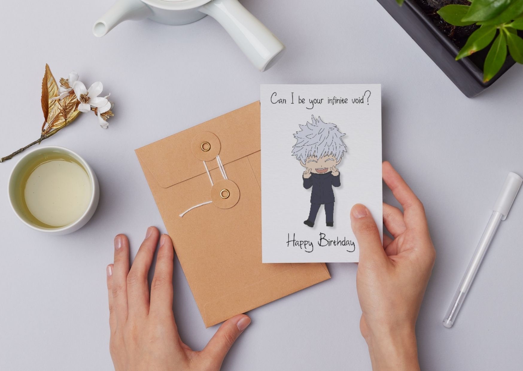 Anime Card, Anime Birthday Card, Jujutsu Kaisen Digital Art, Gojo ...