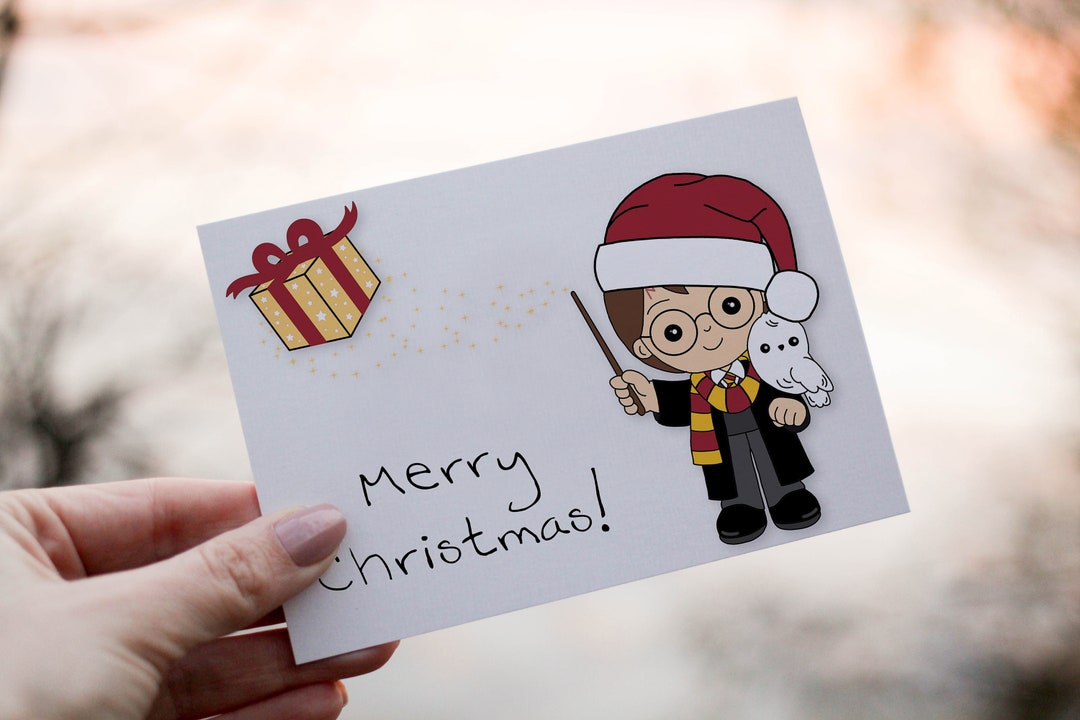 Harry Potter Christmas Card, Hogwarts Christmas, Magical Holiday Card ...