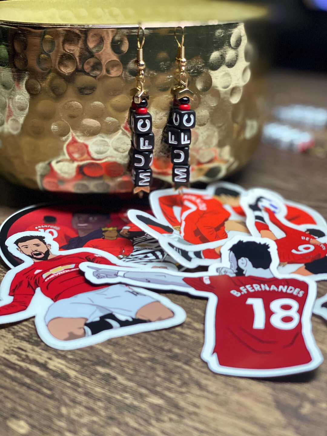 Manchester Minimalist Soccer Handmade Earrings & Sticker Set - Etsy