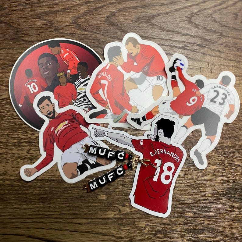 Manchester Minimalist Soccer Handmade Earrings & Sticker Set - Etsy