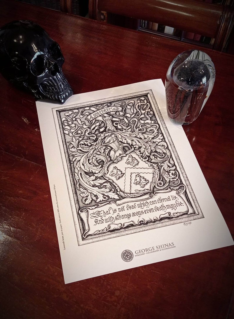 Lovecraft Arms - Original Heraldic Art - George Shinas Heraldist - Etsy