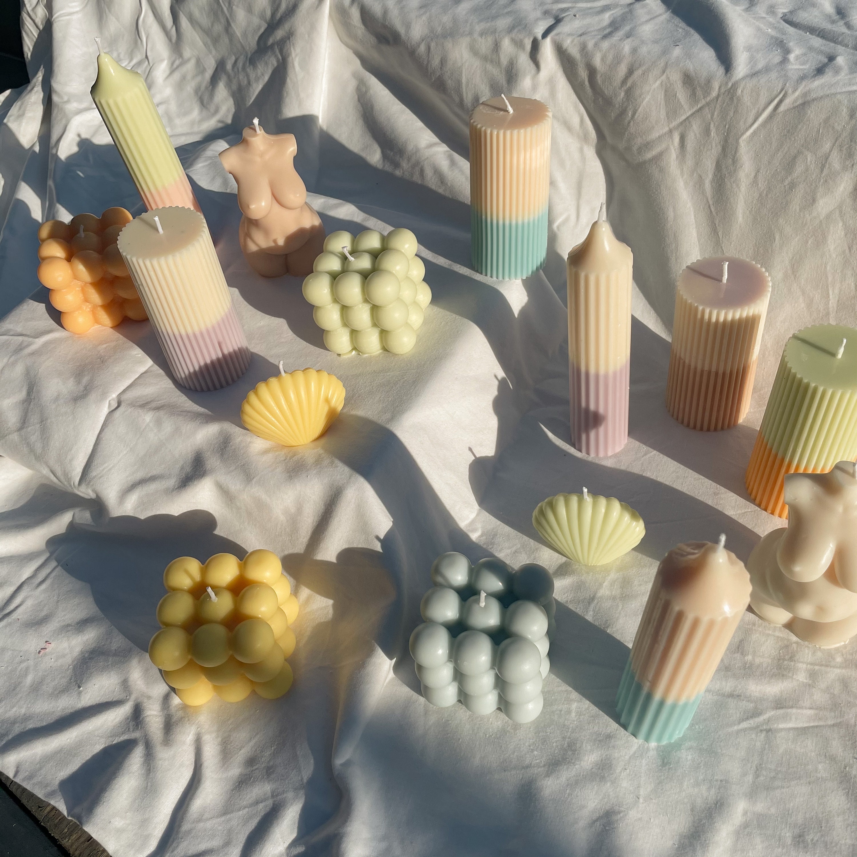 Colourful Two-toned Decorative Pillar Candlebrightpastelsoy - Etsy