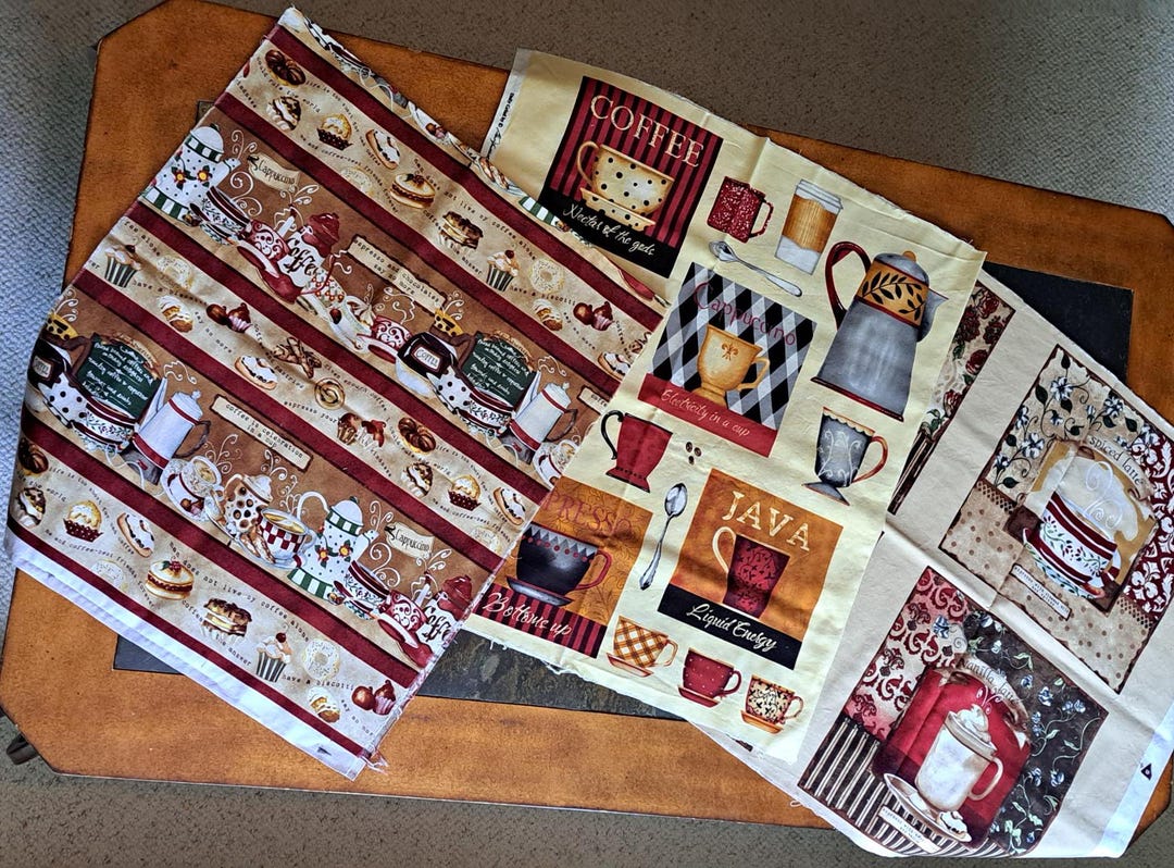 Coffee Lover Cotton Fabric: Daily Grind & Cafe Americano - 3 Piece Lot ...