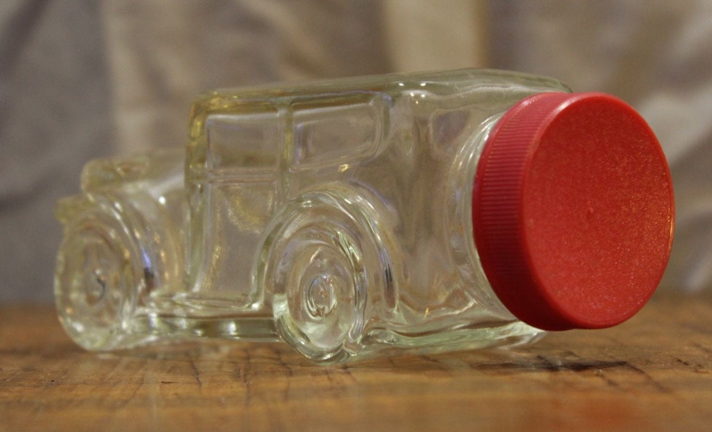 Vintage Glass Antique Automobile Candy Jar, With Red Lid. - Etsy