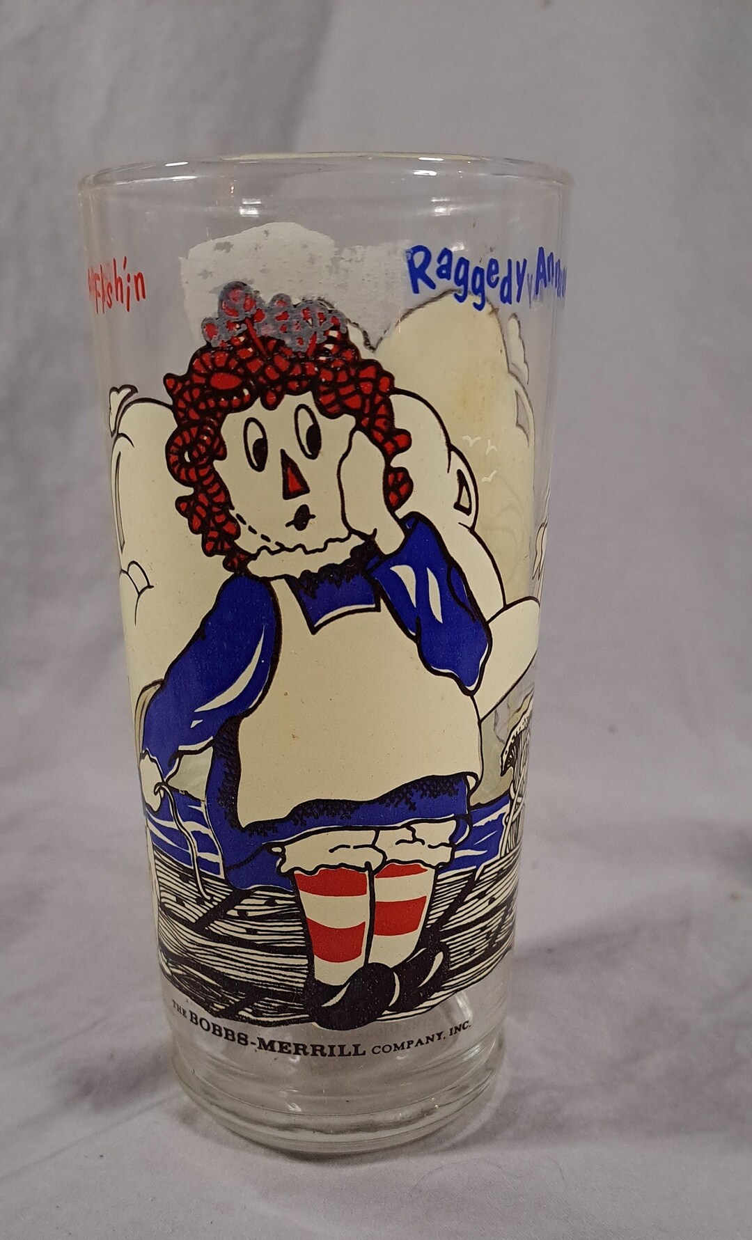 Raggedy Ann & Andy Collector Glass Bobbs Merrill Co “gone Fishin ...