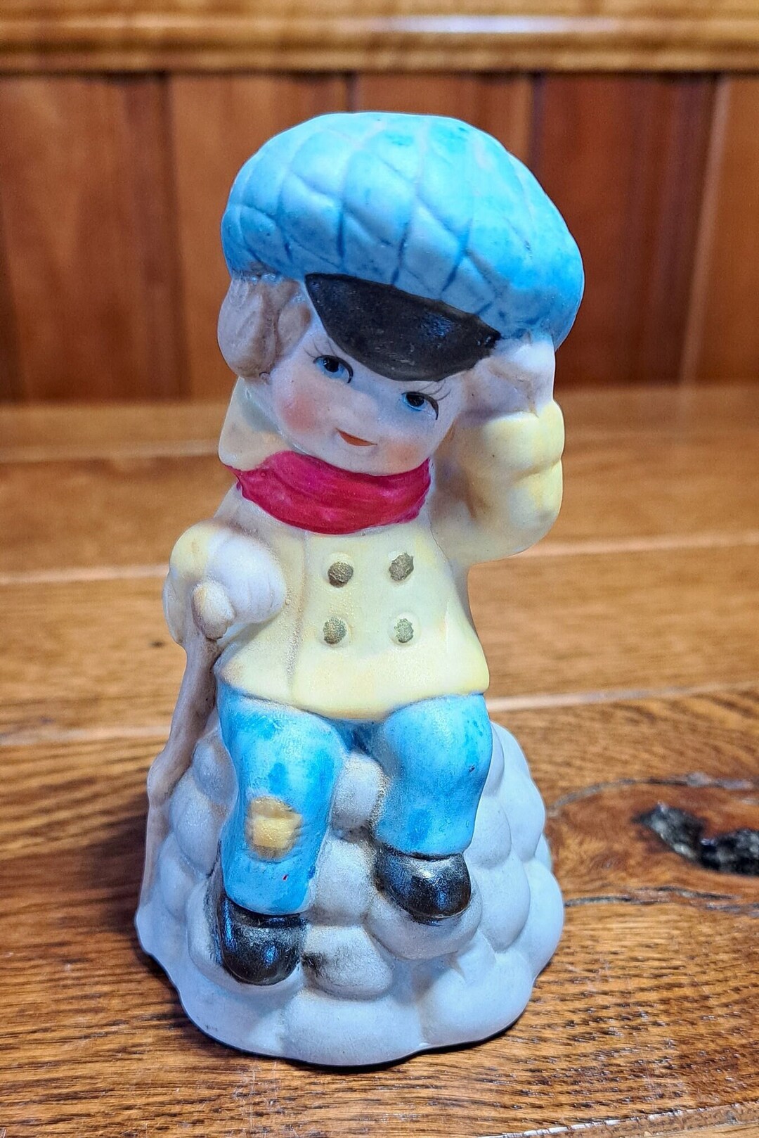Tiny Tim Boy Christmas Holly Bisque Porcelain Bell - 1978 Jasco Merri ...