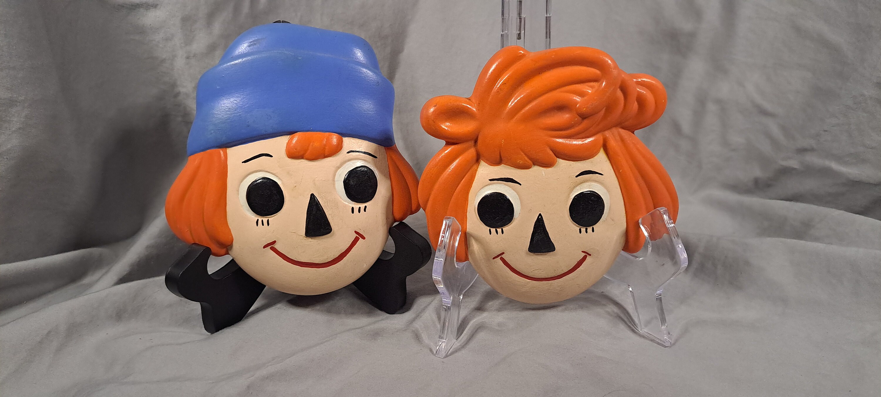 Raggedy Ann and Andy Chalk Ware Faces Wall Decor Vintage - Etsy