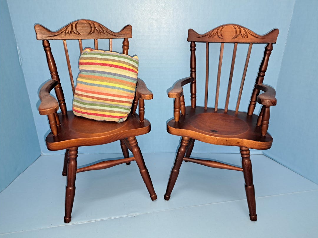 Wooden Doll Chairs With a Small Hand-made Pillow - 13 Inches Tall and 8 ...
