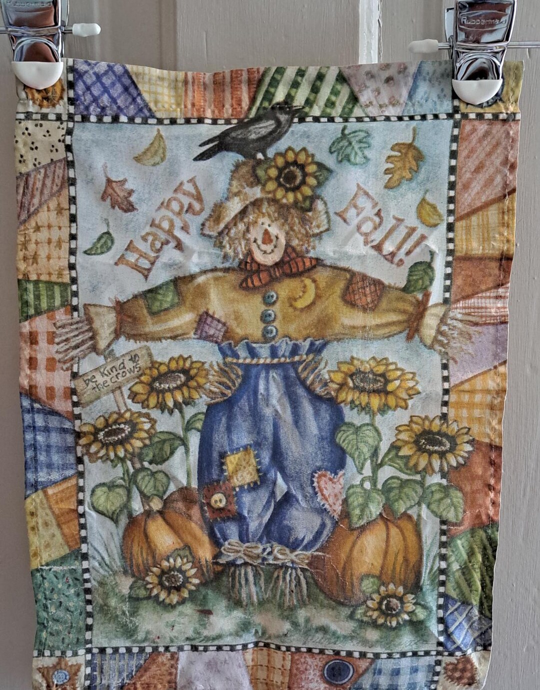Scarecrow "happy Fall" Garden Flag With Sunflowers, Pumpkins, Autumn ...